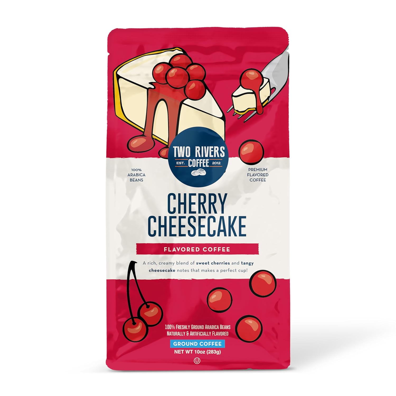 Two Rivers Coffee Cherry Cheesecake Flavored Ground Coffee - 10 oz ...