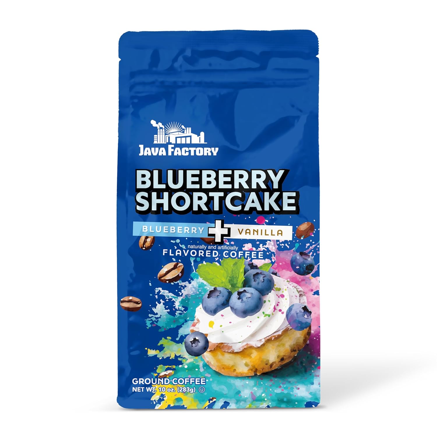 Java Factory Blueberry Shortcake Flavored Ground Coffee - 10 oz - Two ...