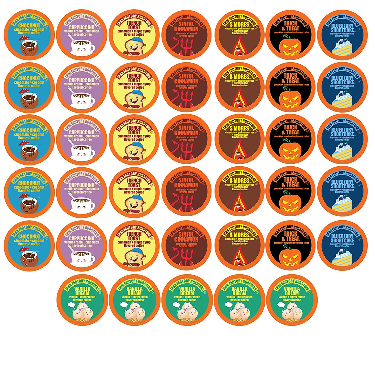 Java Factory Roasters Flavored Coffee Pods Assorted Sampler Variety Pa ...